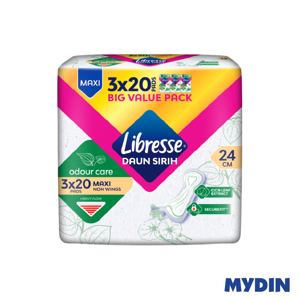 Libresse Daun Sirih Value Pack Pad Maxi Non-Wing 24cm (3 x 20's ...