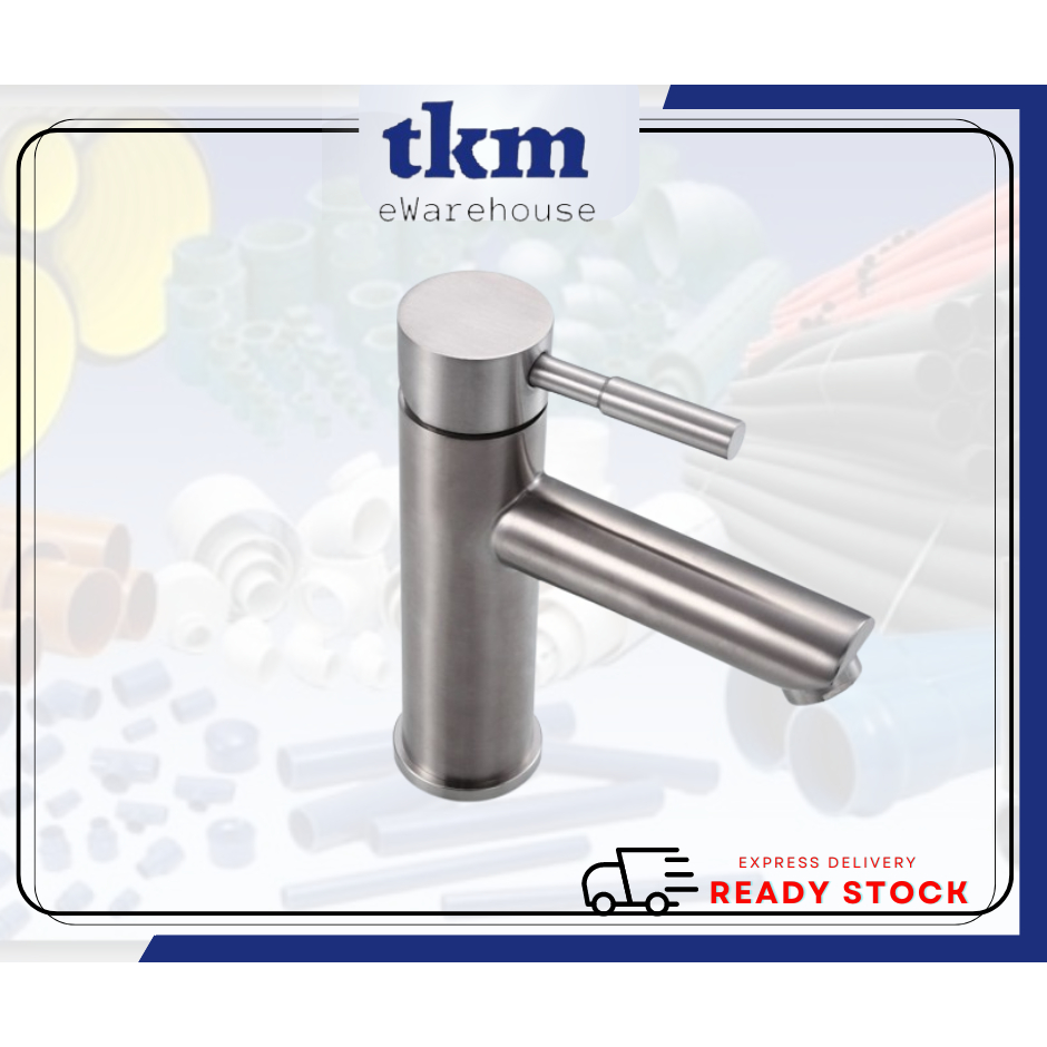 [TKM] BASIN MIXER TAP COLD & HOT WATER SINGLE LEVER HANDLE CP SUS304 ...