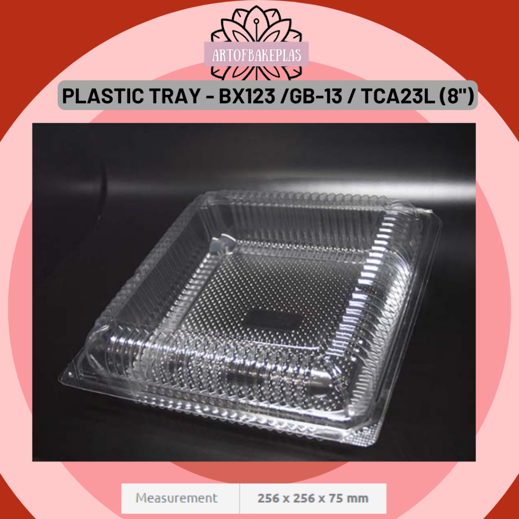 Square Plastic Tray BX123 GB-13 TCA23L (8") / Kuih Container ...