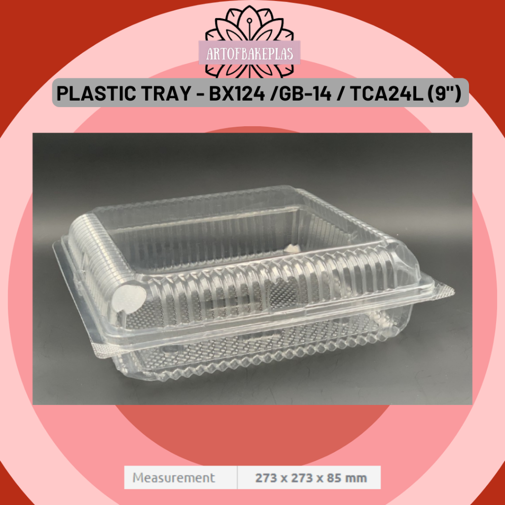 Square Plastic Tray BX124 GB-14 TCA24L (9") / Kuih Container ...