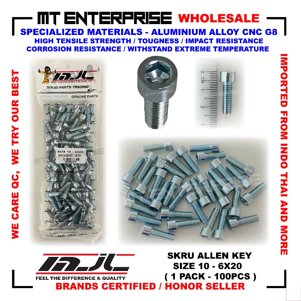 MJL Original SKRU / Screw Allen Key Size 10 - 6X20 - 1pack - 100pcs ...