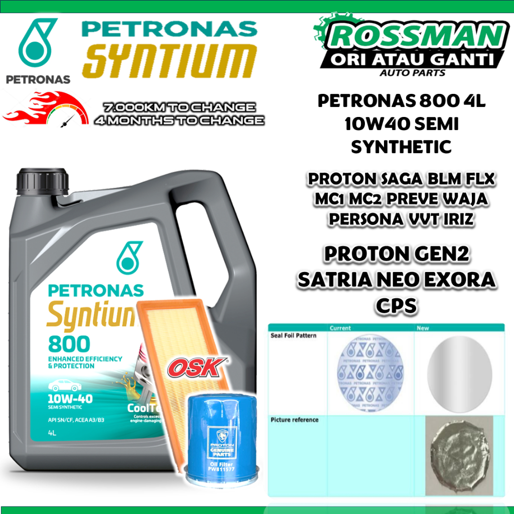 Rossman Genuine Petronas Syntium 800 10W40 Air Oil Filter Penapis Udara ...