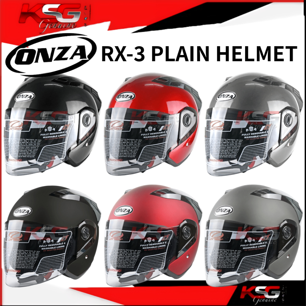 ONZA Coma series RX-3 Plain Helmet WITH Visor Tinted Topi Keledar ONZA Helmet Motorcycle RX3 DX3 ...