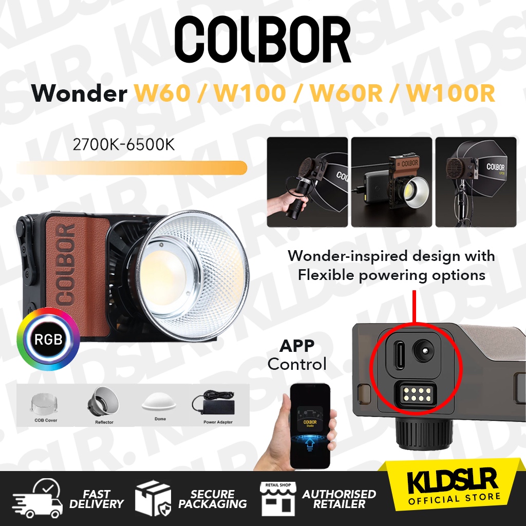 COLBOR Wonder W60 Bi-Color / W100 Bi-Color / W60R RGB / W100R RGB Pocket LED Video Light ...