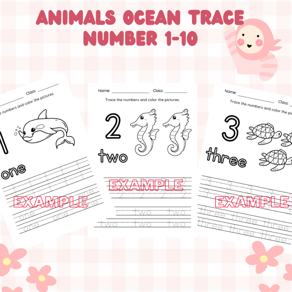 [PDF/SOFTCOPY] 1-10 Trace Numbers Animals Ocean Coloring Pages For Kids ...