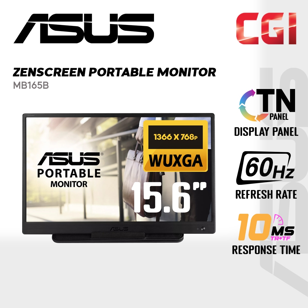 Asus Zenscreen 15.6" MB165B WXGA TN 60Hz USB 3.0 Narrow Bezel Portable ...