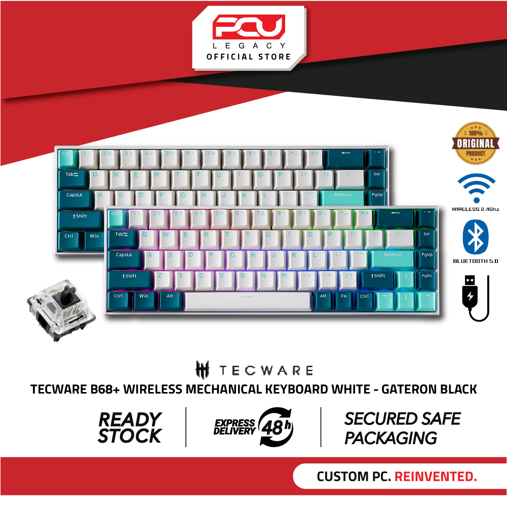 Tecware B68+ Wireless Mechanical Keyboard White - Gateron Black ...