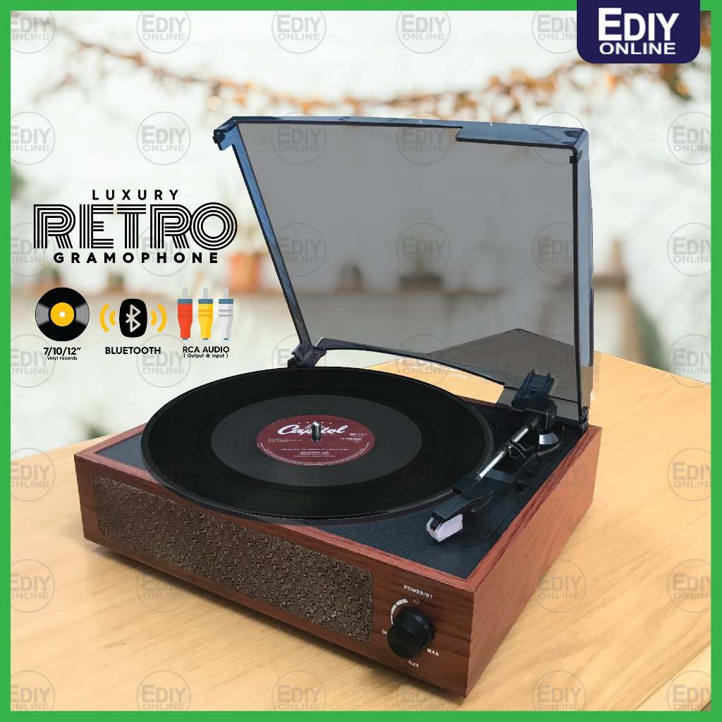 Luxury Retro Turntable Vinyl Record Player Portable Bluetooth Speaker ...