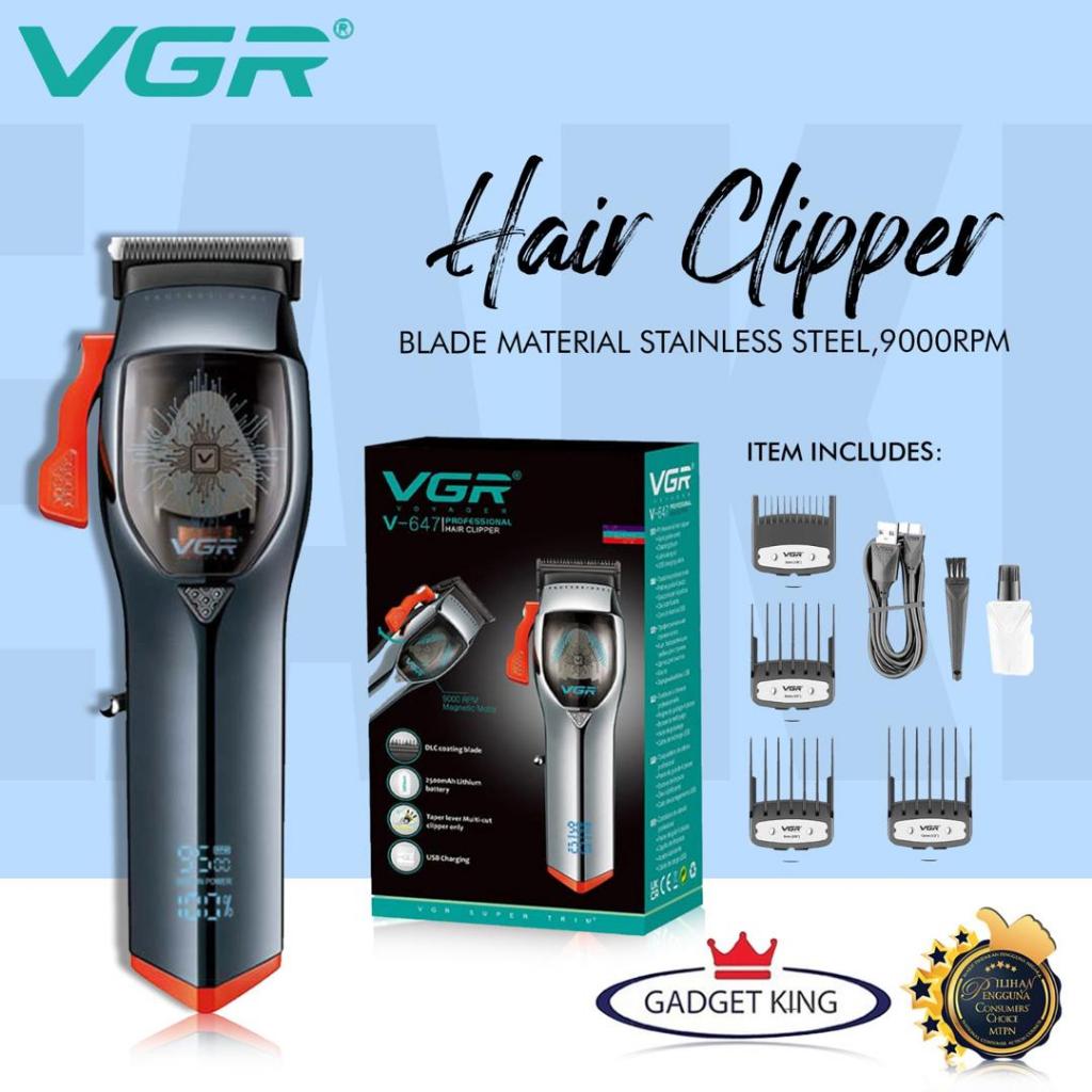 VGR V-647 9000rpm Magnetic Motor Salon Hair Cut Machine Cordless Rechargeable Professional Hair ...