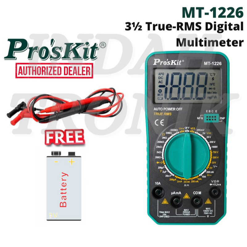 Pro'sKit MT-1226 3½ True-RMS Digital Multimeter | Shopee Malaysia