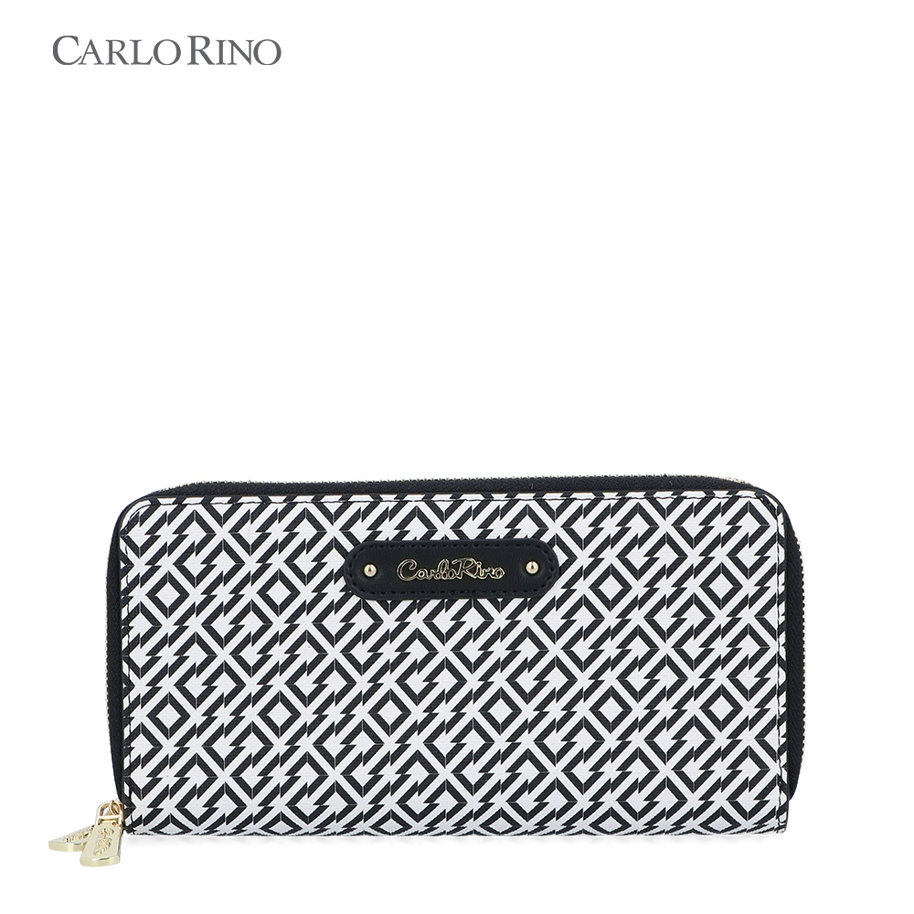 Carlo Rino Black Mosaic Monogram Zip Wallet | Shopee Malaysia