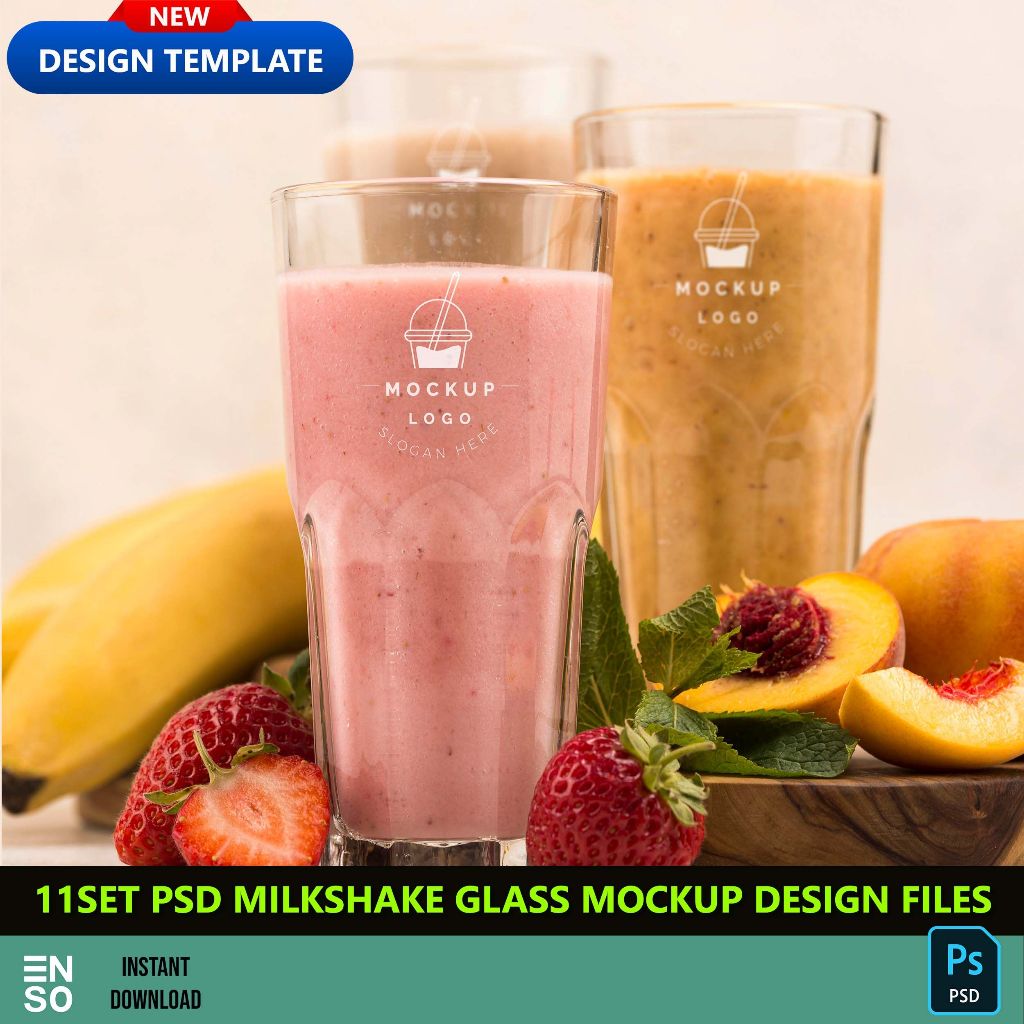 11-Set PSD Milkshake Glass Mockup Files | PHOTOSHOP Editable Mockup ...