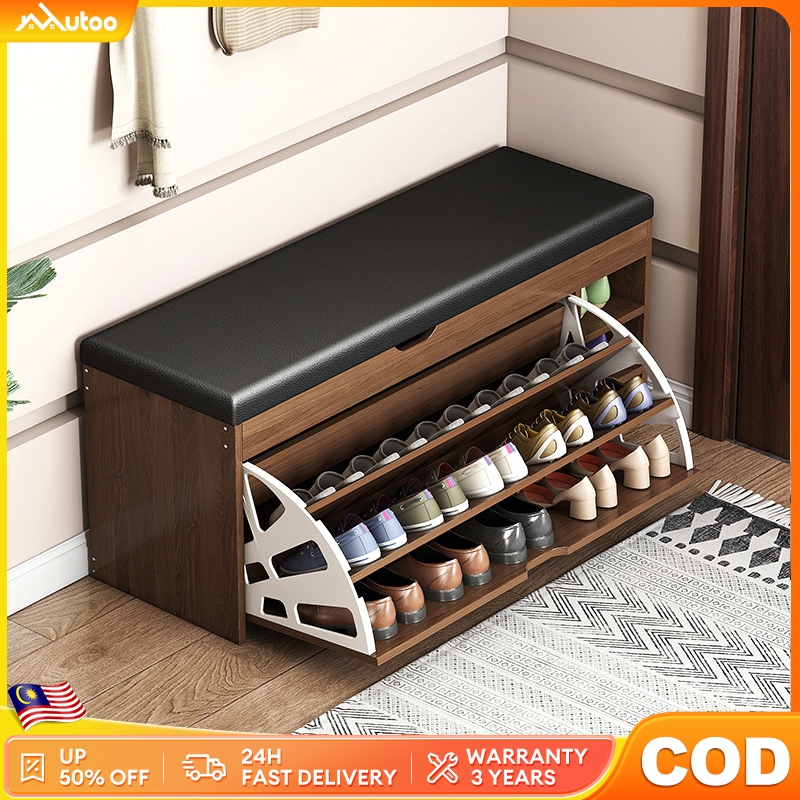 👟Rak Kasut Shoe Cabinet With Seat Shoe Rack With Cushion Storage Bench ...