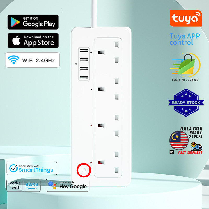 16A/13A Timer Power Strip Surge Protector WiFi Multiple Plug Smart Extension Socket Tuya Smart ...
