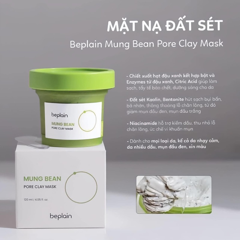MUNG BEAN beplain pore clay mask 120ml | Shopee Malaysia