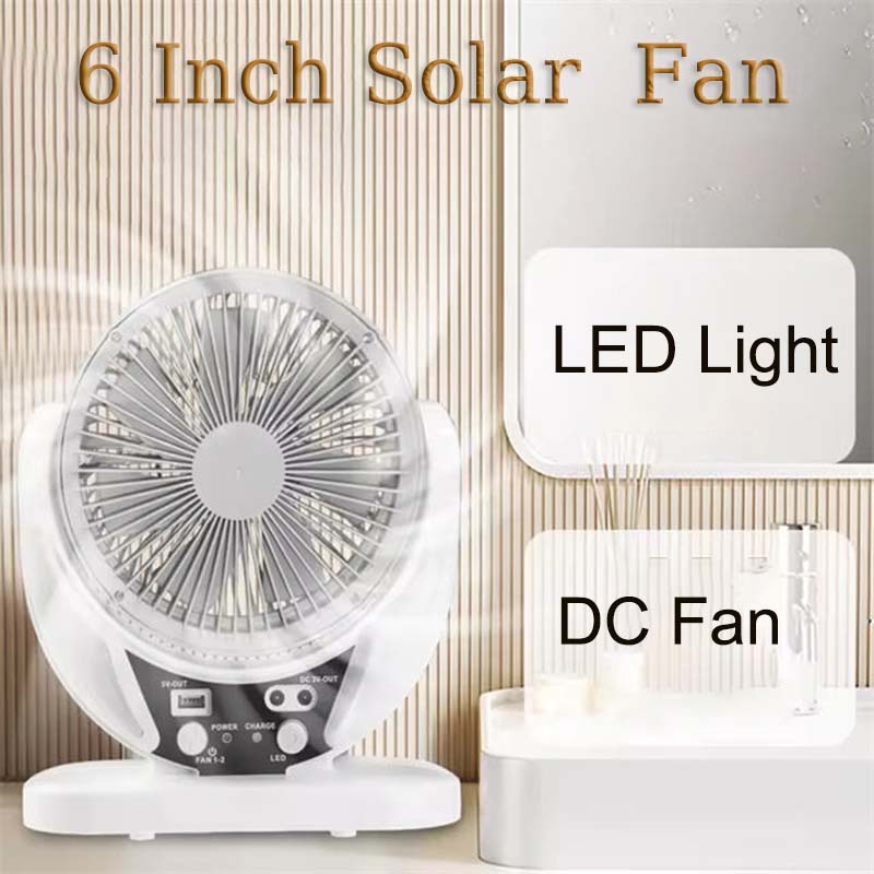 【Zero electricity bill 】6 Inch Solar DCFan With LED Light Lampu Kipas ...