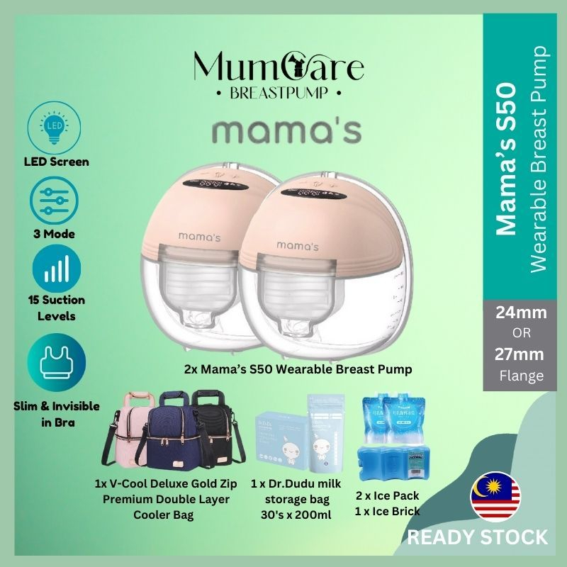 [Ready Stock] Mama's S50 Wearable Electric Handsfree Breast Pump Promo Package | Shopee Malaysia