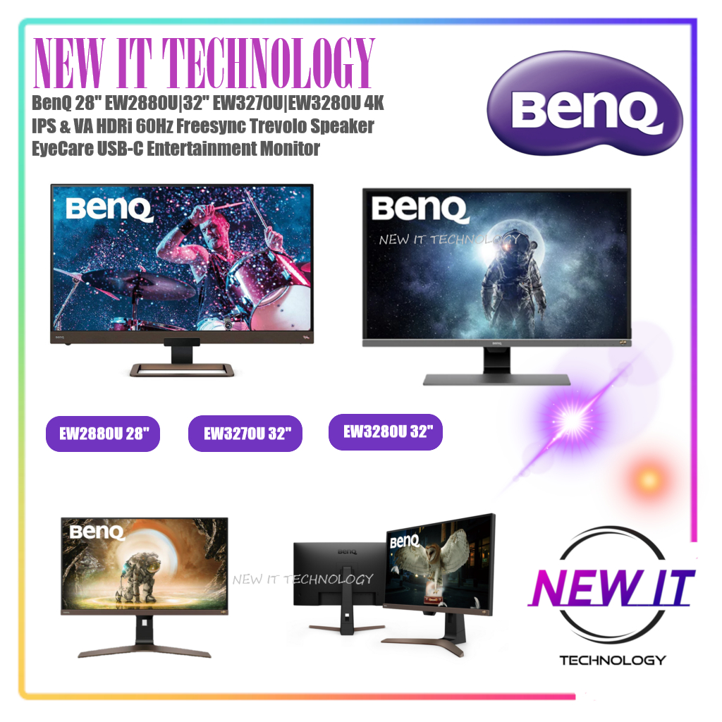 BenQ 28" EW2880U|32" EW3270U|EW3280U 4K IPS & VA HDRi 60Hz Freesync Trevolo Speaker EyeCare USB ...