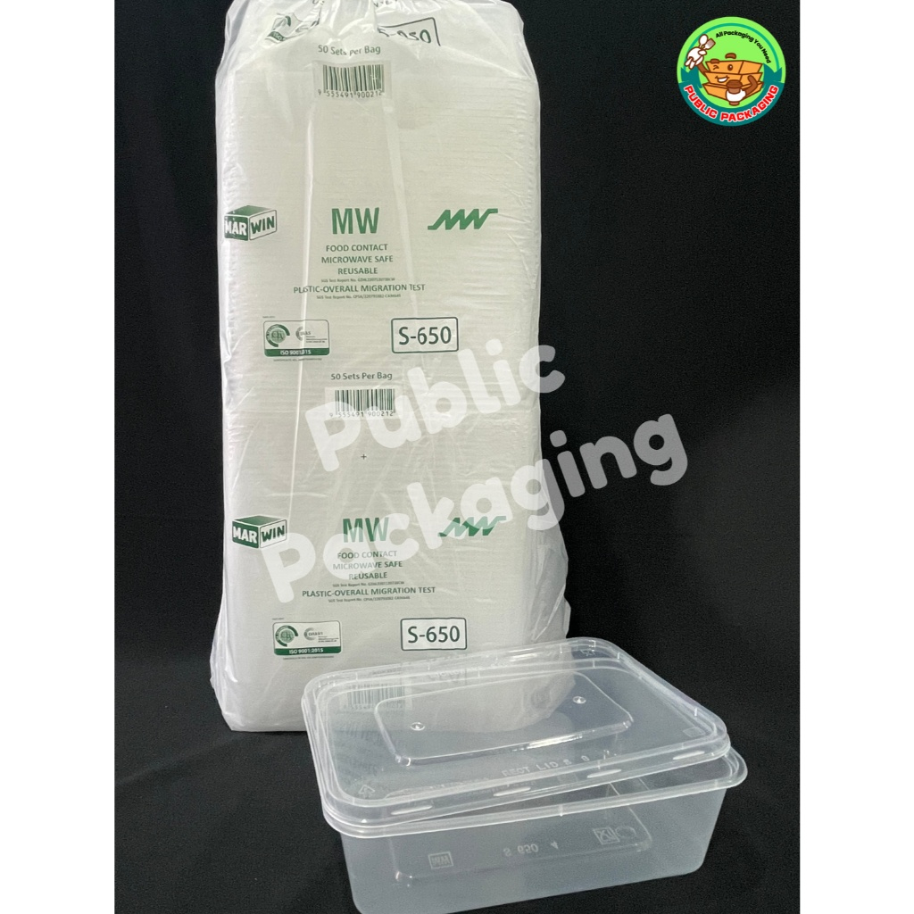 MW S650 - 650ml Rectangular Plastic Disposable Food Container (50pcs± ...