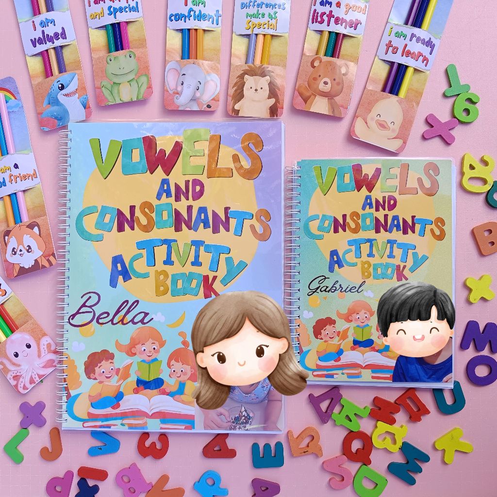 Personalized Vowels and Consonants Activity book for kids | Shopee Malaysia