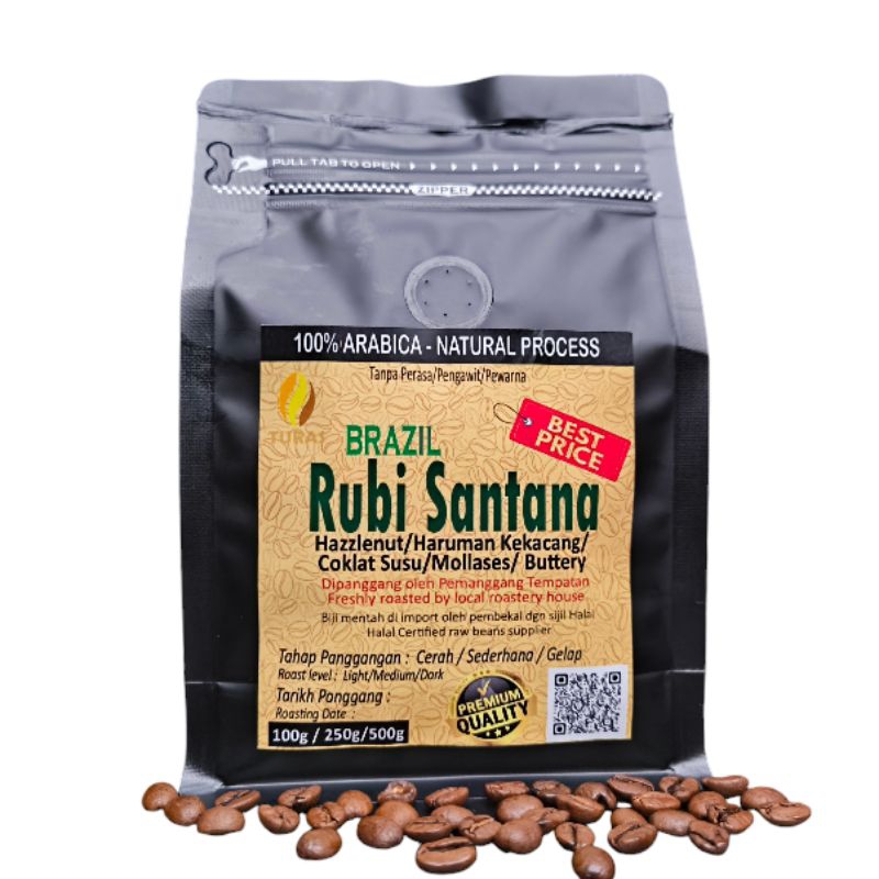 RUBI SANTANA Pure Arabica Coffee Bean Brazil - Kopi Tulin wangi segar ...