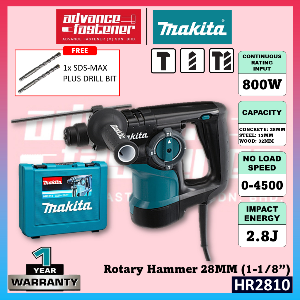 Makita HR2810 Corded Rotary Hammer 28MM (1-1/8") | Shopee Malaysia