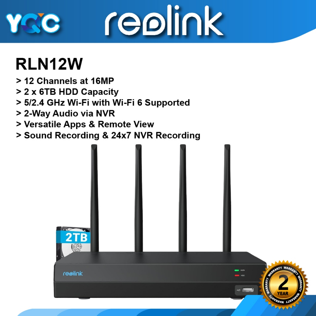 Reolink RLN12W NVS12W 4K 12CH WiFi NVR Wi-Fi 6 and 2.4/5 GHz Dual-Band ...