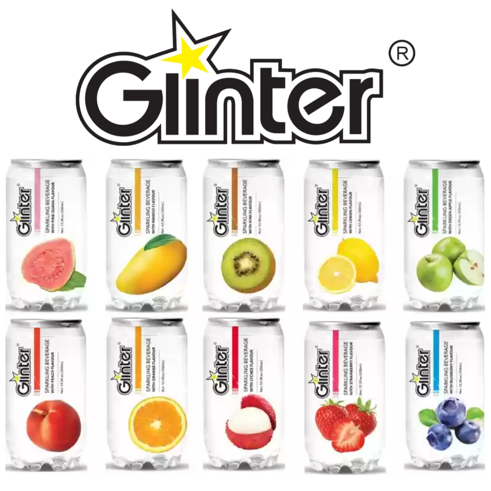 Glinter Sparkling Flavoured Drink Soft Drink Series (350ml) | Shopee ...
