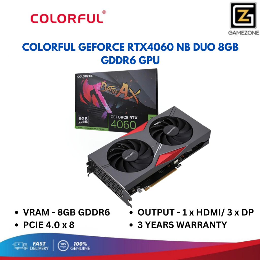 COLORFUL GeForce RTX 4060 NB Duo 8GB V2-V GDDR6 Graphics Card | Shopee ...