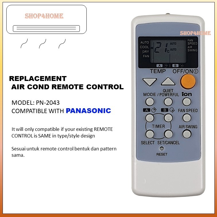 Replacement For Panasonic Inverter Air Cond Aircond Air Conditioner ...