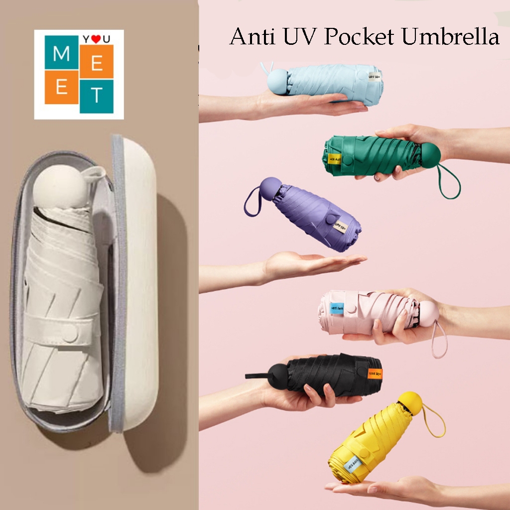 UV Wind Resistant Mini Capsule Umbrella Quick Drying 6 Aluminum Ribs ...