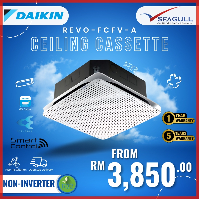 Daikin R32 REVO Premium Ceiling Cassette Non Inverter FCFV-A Series ...