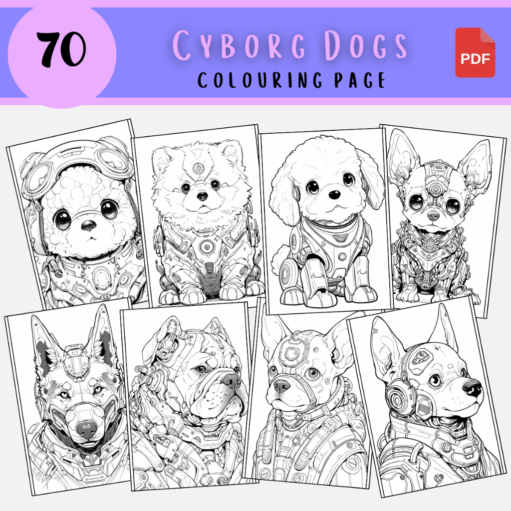 [PDF] A092 Cyborg Dogs Colouring Pages | Adult Colouring Book | Shopee ...