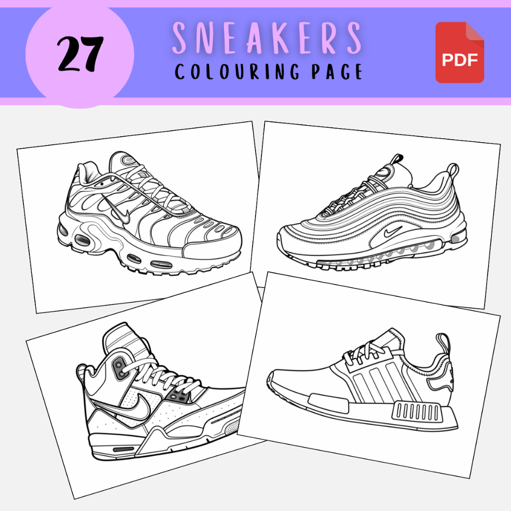 [PDF] A095 Sneakers Colouring Pages | Adult Colouring Book | Shopee ...