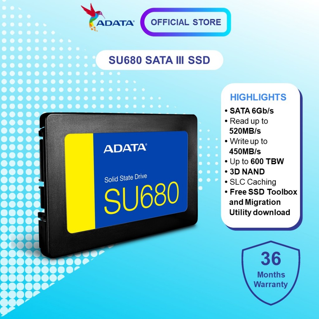 ADATA SU680 3D-NAND 2.5 SATA III Read up to 520MB/s Internal Solid ...
