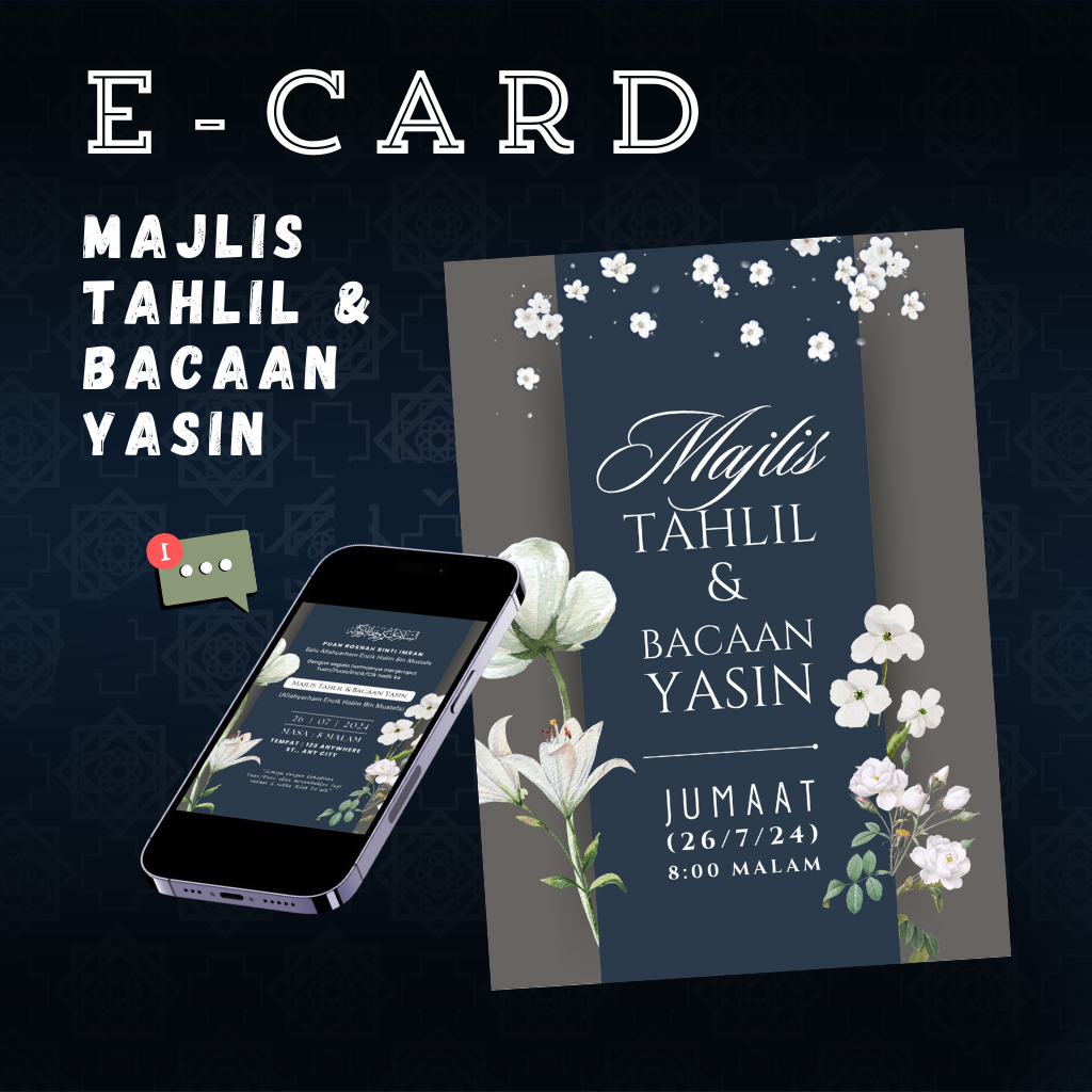ECard tahlil/kad jemputan majlis tahlil dan bacaan yasin/tahlil dan doa/ekad digital/kad ...