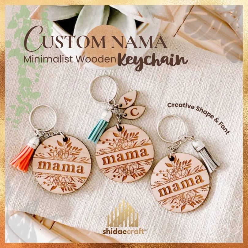 🔥 [CUSTOM - MIN. 5PCS] Craft Wooden KEYCHAIN NAMA 🖋♥ Engraved Doorgift ...