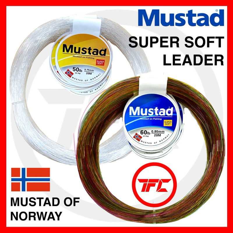MUSTAD Super Soft Nylon Leader 20meter Line Fishing Shock Perambut ...
