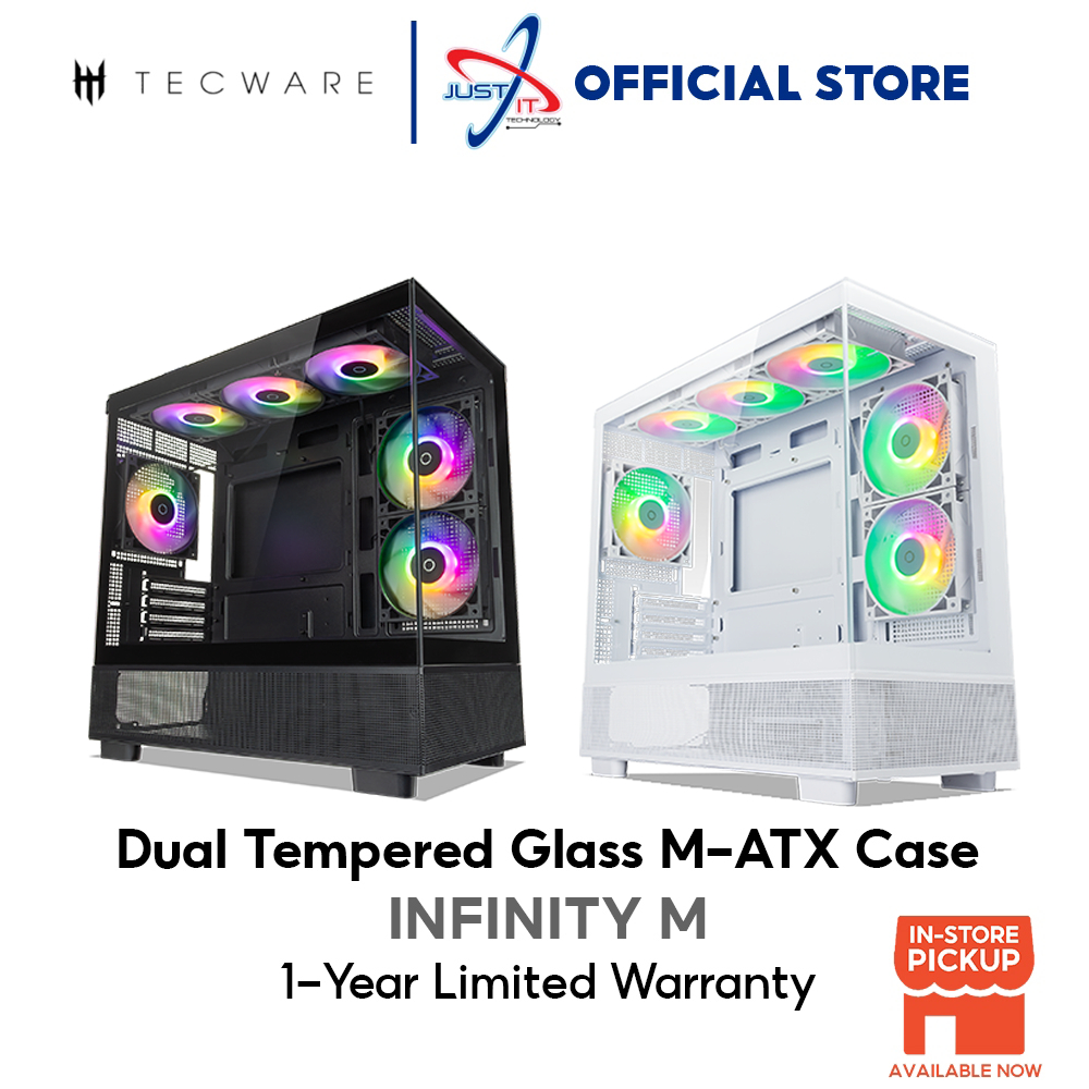 TECWARE INFINITY M ARGB M-ATX PC CASE - BLACK / WHITE (INCLUDED 6 ARGB ...
