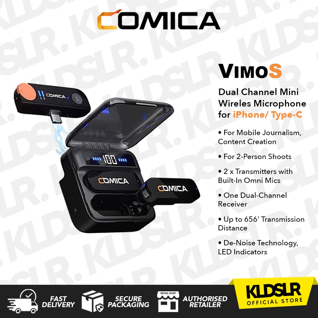 COMICA 2.4G Dual Channel Mini Wireless Microphone VIMO S VIMO-S UC VIMO-S MI for Lightning ...