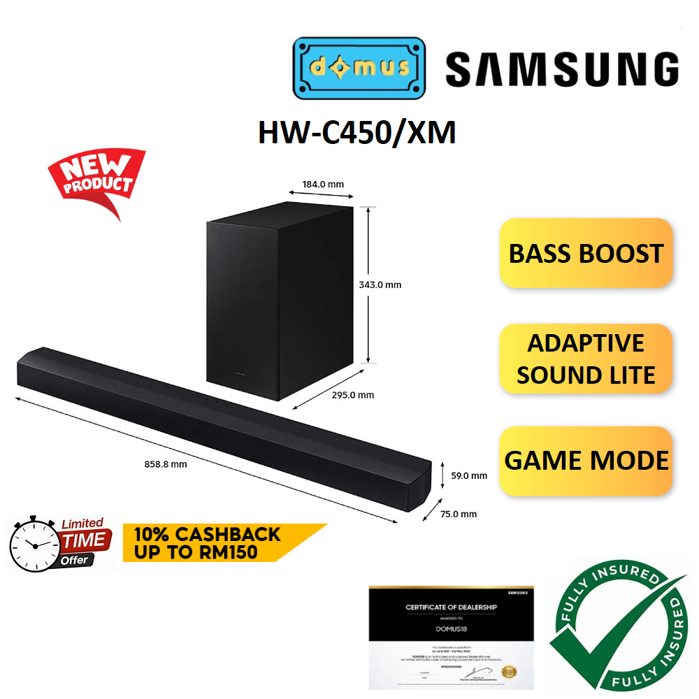 2024 NEW Samsung C450 2.1ch Soundbar with Wireless Subwoofer Speker ...