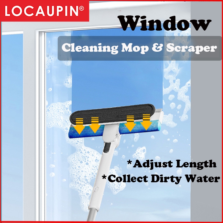 Locaupin 180° Rotatable Window Cleaning Mop Extendable Handle Household ...