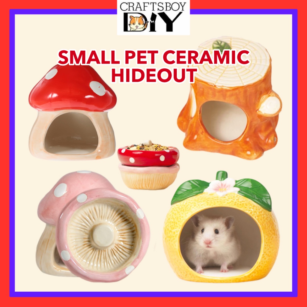 Hamster Hideout Mushroom Corn Tree Ceramic Food Bowl Flower Water Stand ...