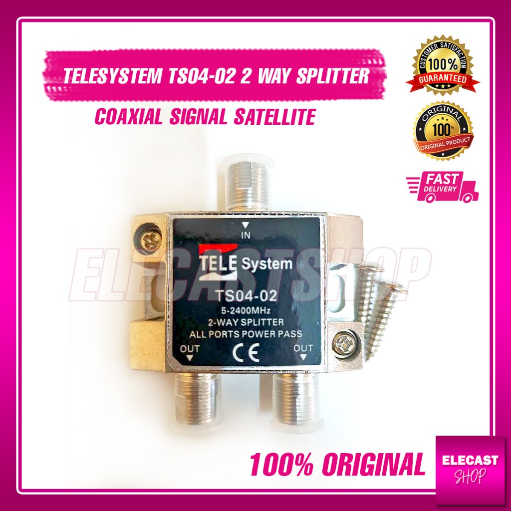 (ORIGINAL HQ) TS04-02 Telesystem 2 Way Splitter Coaxial Signal ...