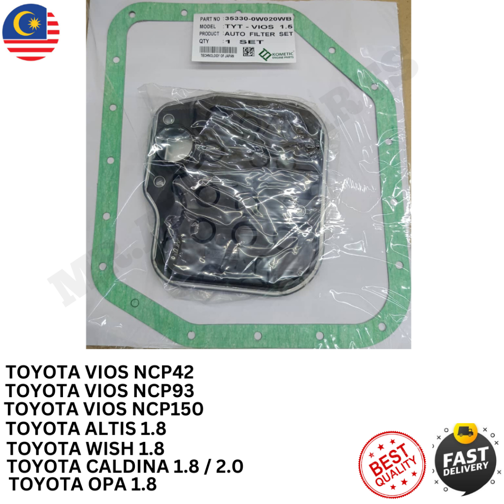 PAPER AUTO FILTER TOYOTA VIOS NCP42 / NCP93 / NCP150 / WISH ZEN10 AUTO TRANSMISSION FILTER KIT ...