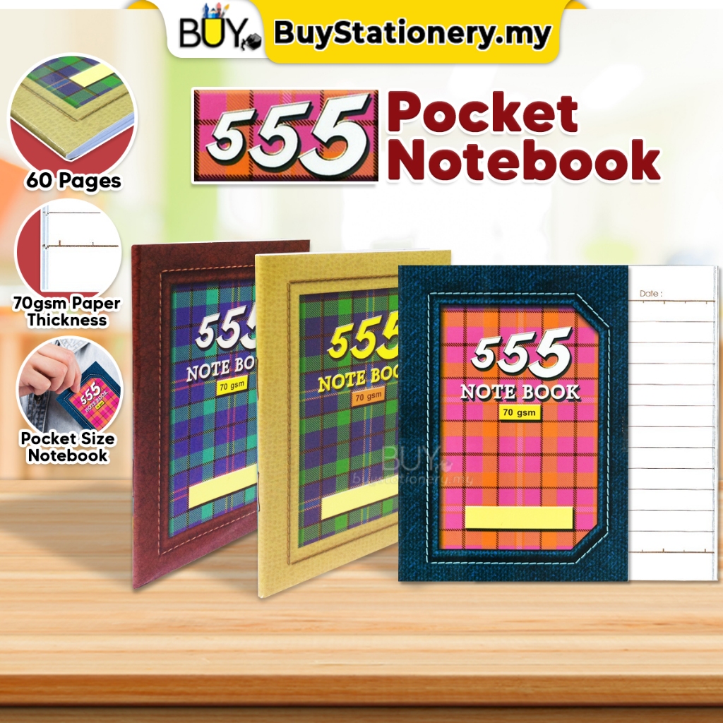 Captain A7 Buku 555 Notebook Pocket Note Book 70gsm Paper - (1s/PCS ...