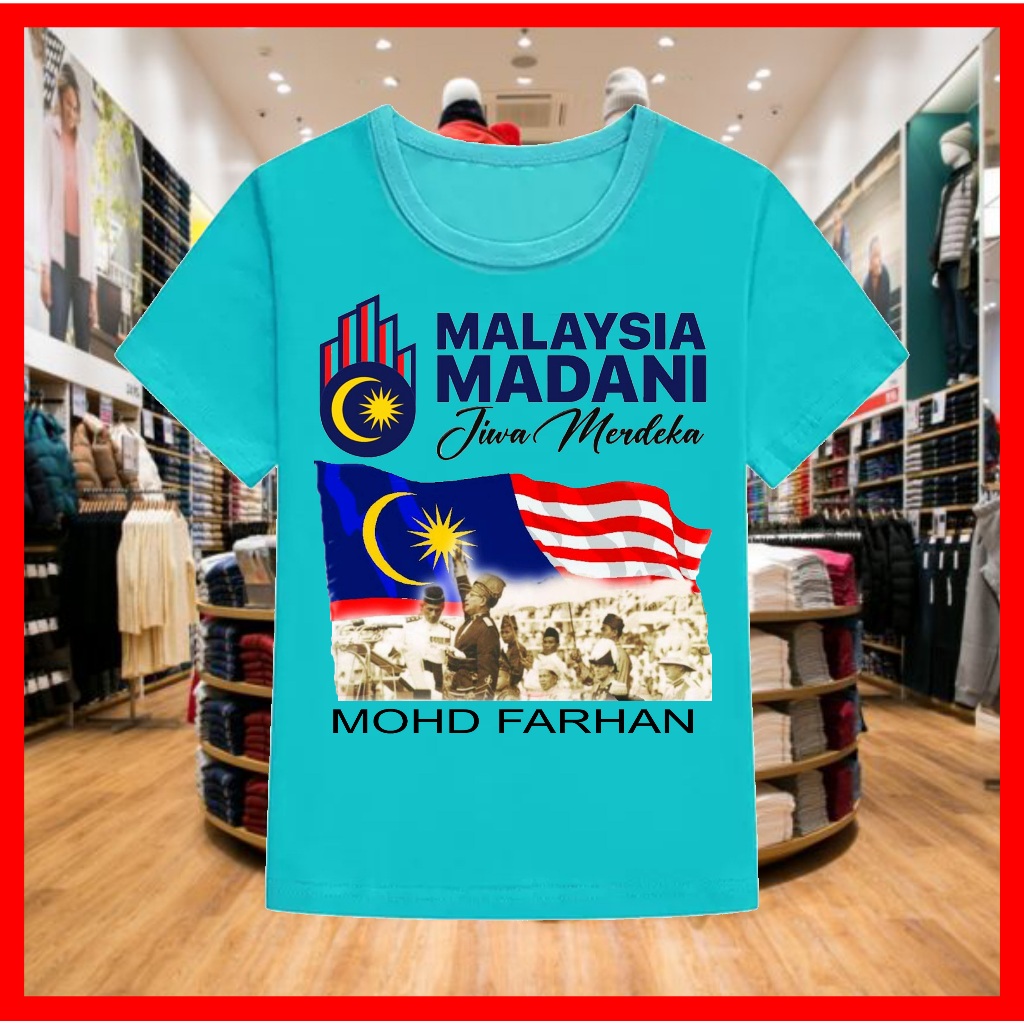 (Malaysia Ready Stocks) 2024 Tema Merdeka T Shirt Biru / Malaysia ...