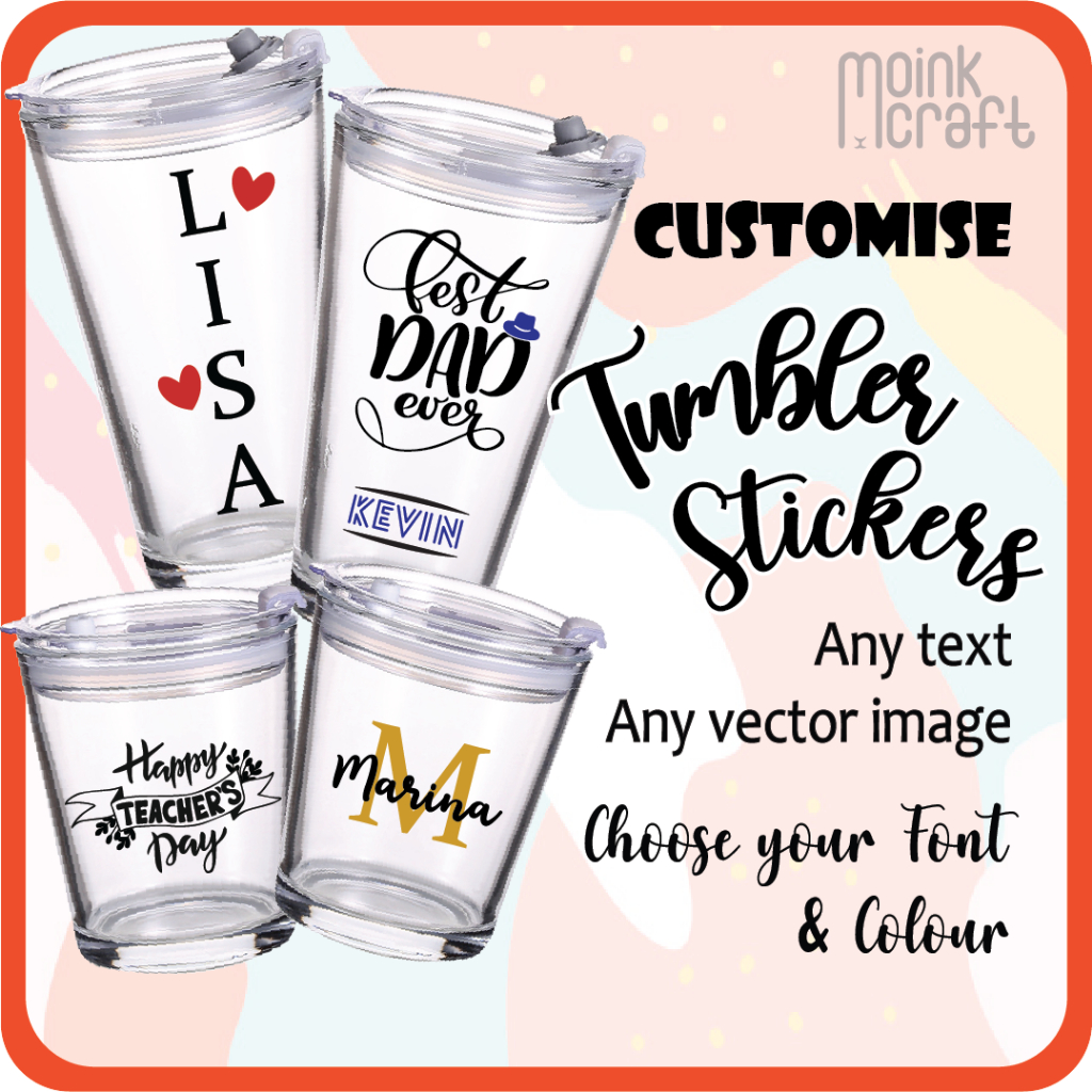 Glass / Tumbler with Straw Customised Name Vinyl Decal Sticker | Shopee ...