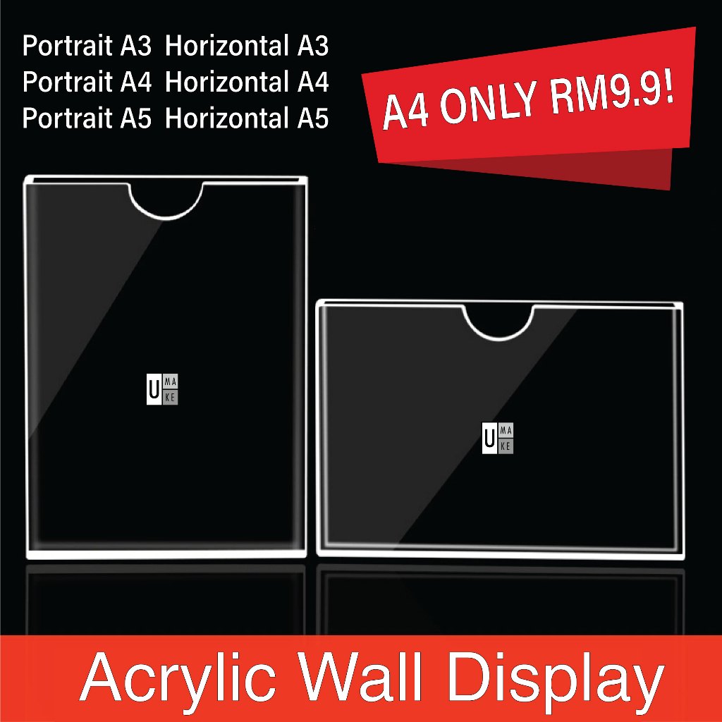 A3 A4 A5 Acrylic Wall Display, Acrylic Frame Slot In Memo Document Menu ...