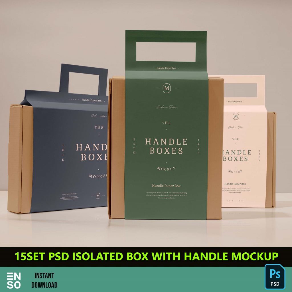 15-Set PSD Isolated Boxes with Handle Mockup Files | PHOTOSHOP Editable ...
